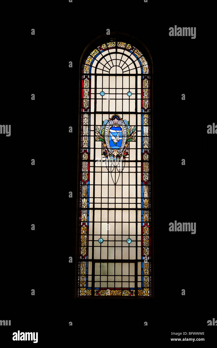 Stained glass window inside of a church Stock Photo - Alamy