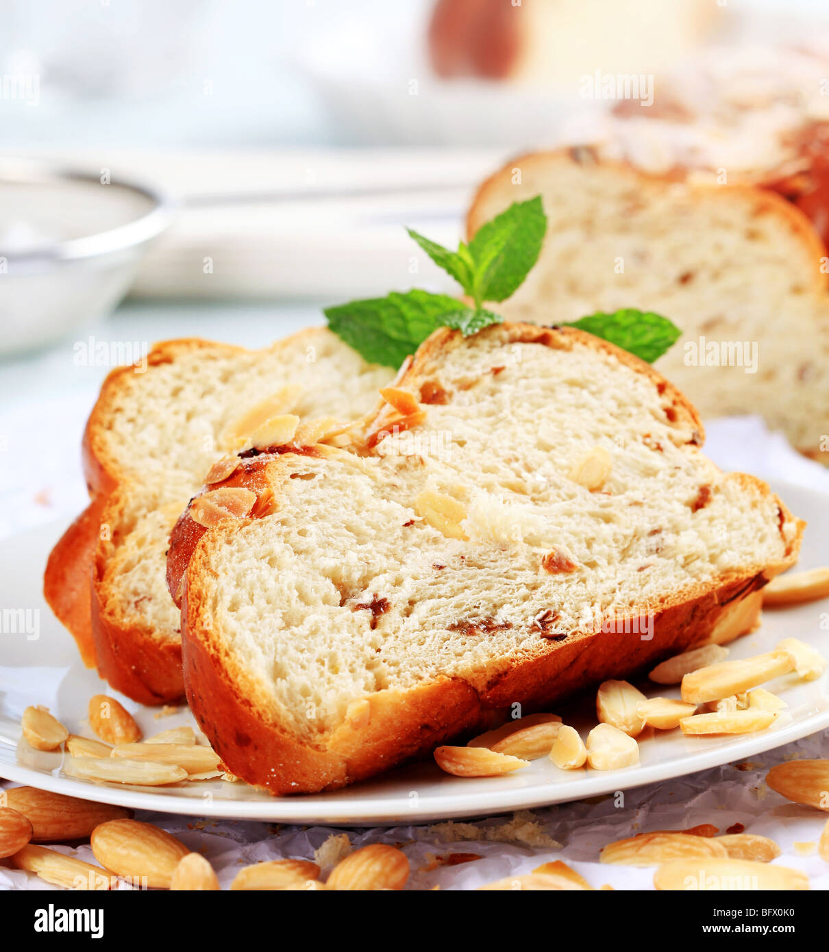 Two slices of Christmas cake - detail Stock Photo - Alamy