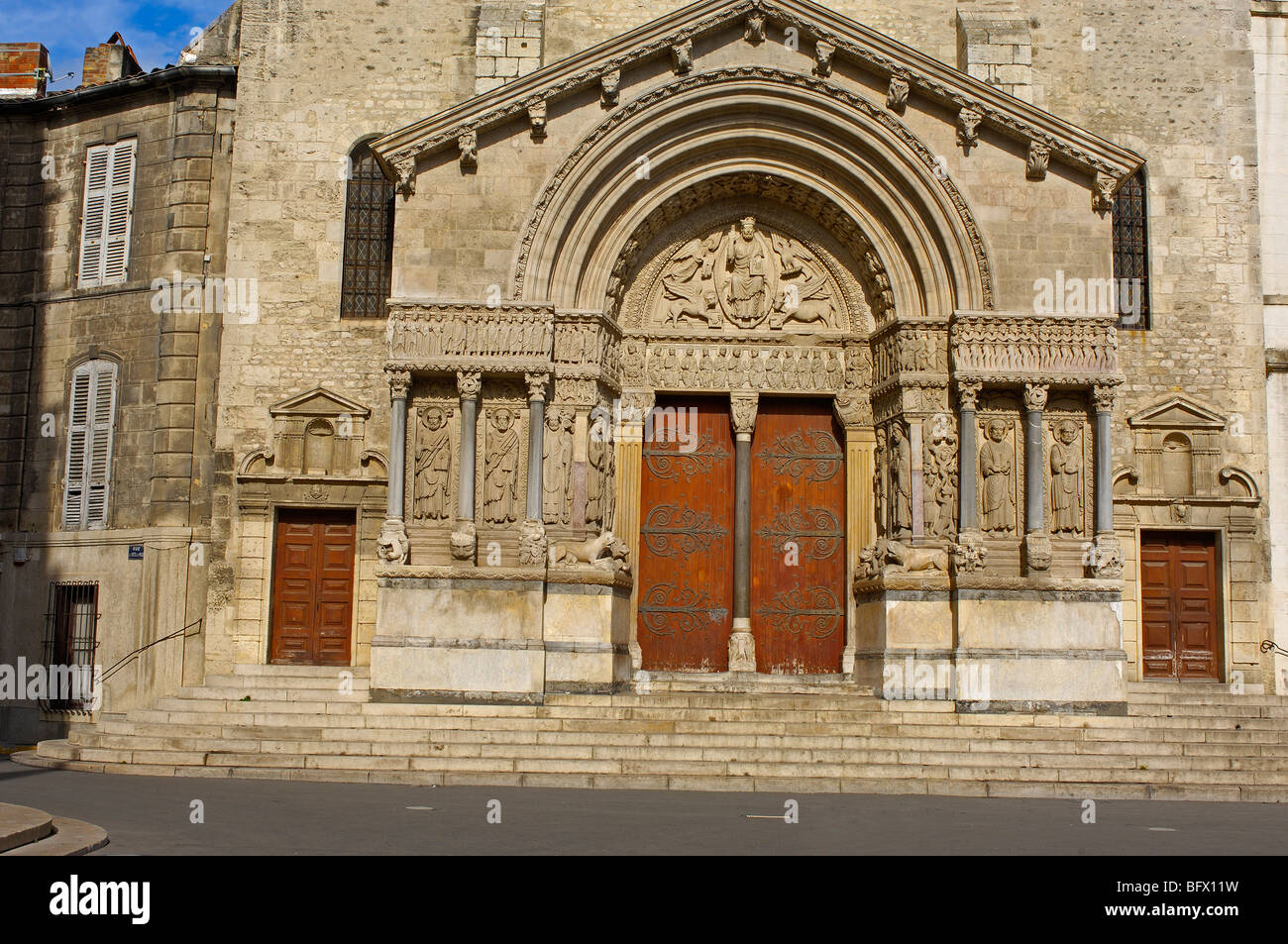 Saint Trophime cathedral at Place de la Republique. Arles. Bouches du ...