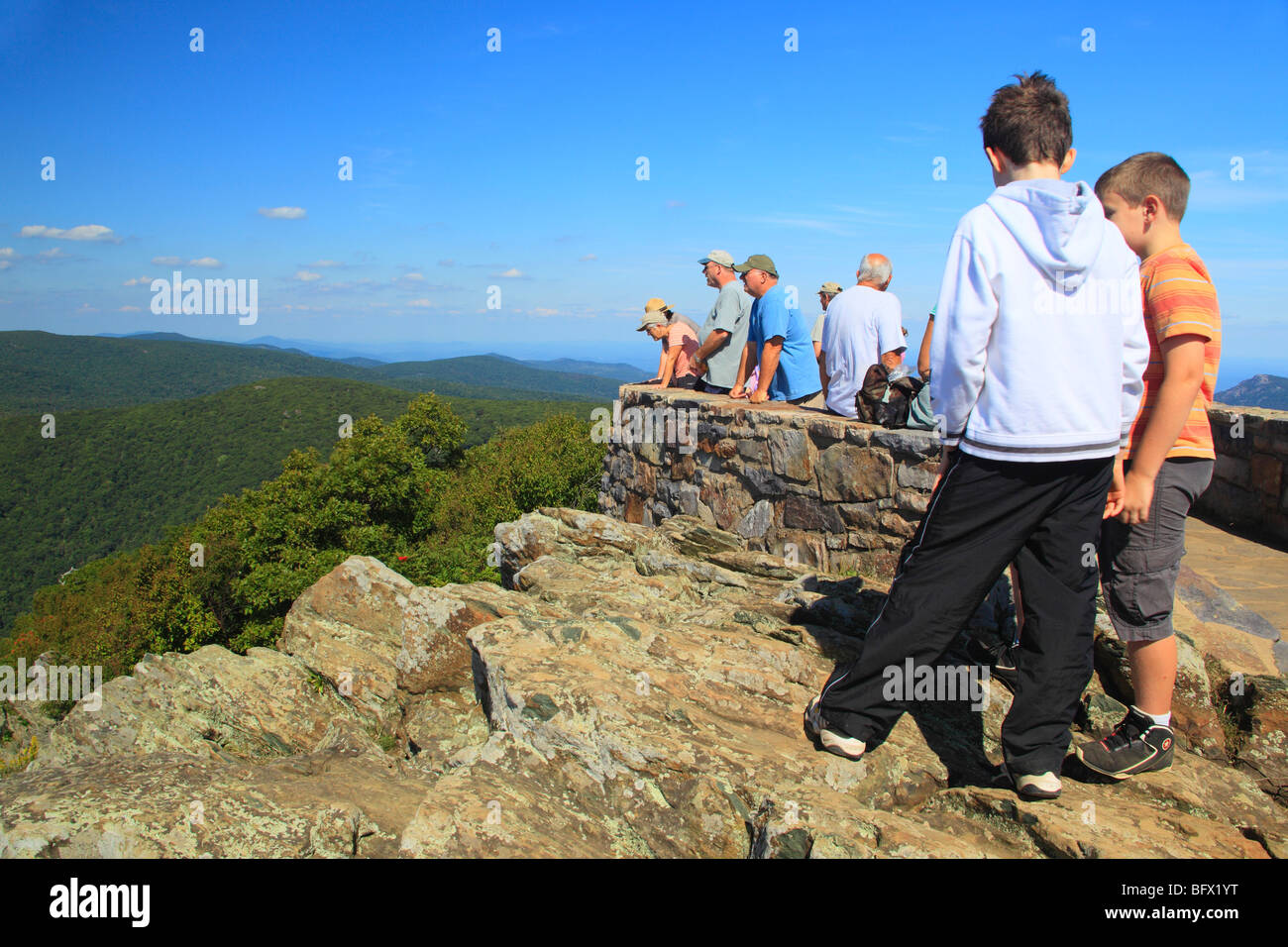 Hikers on Hawksbill Mountain Summit, Appalachian Trail, Shenandoah ...
