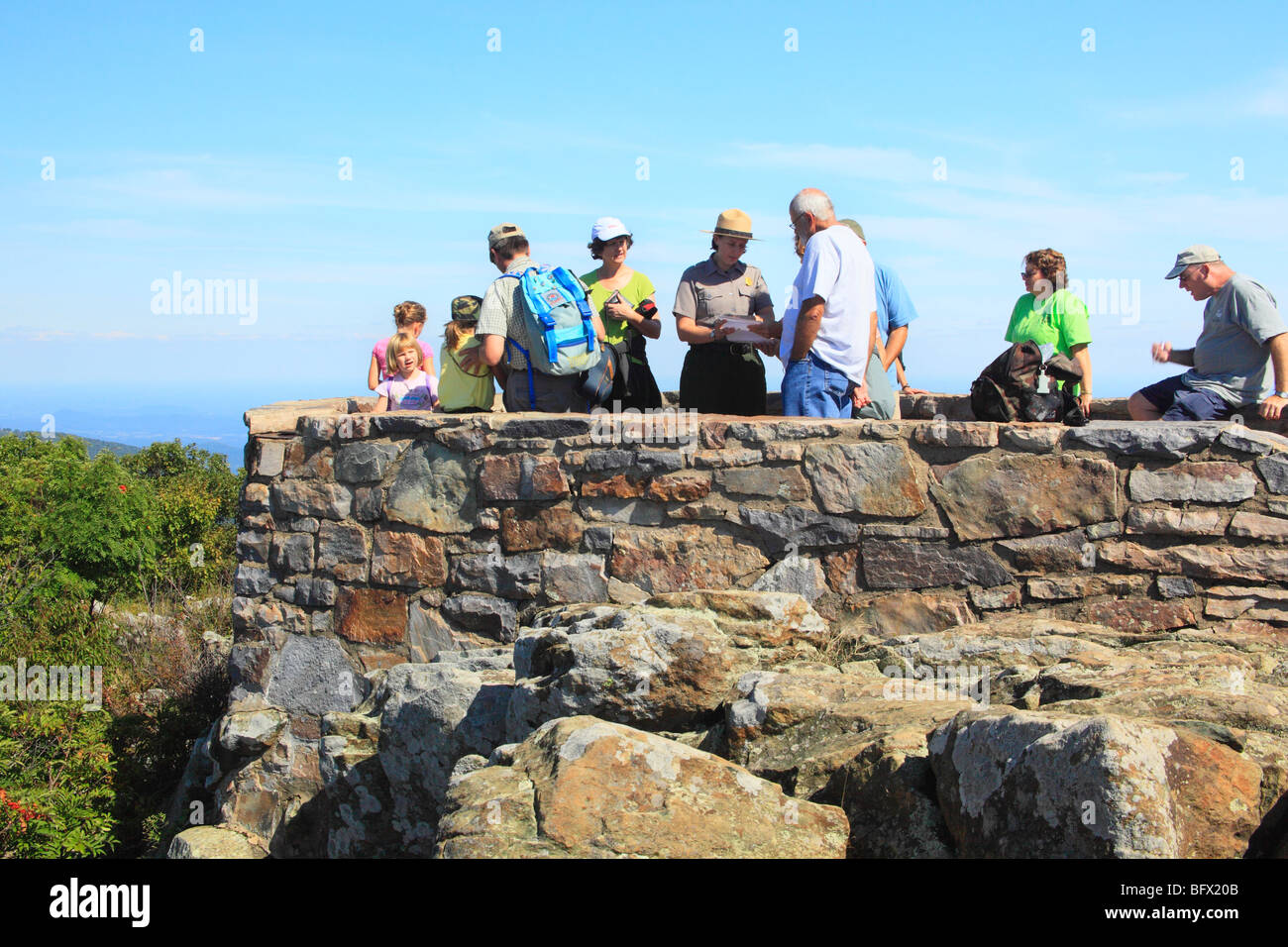 Hikers on Hawksbill Mountain Summit, Appalachian Trail, Shenandoah ...