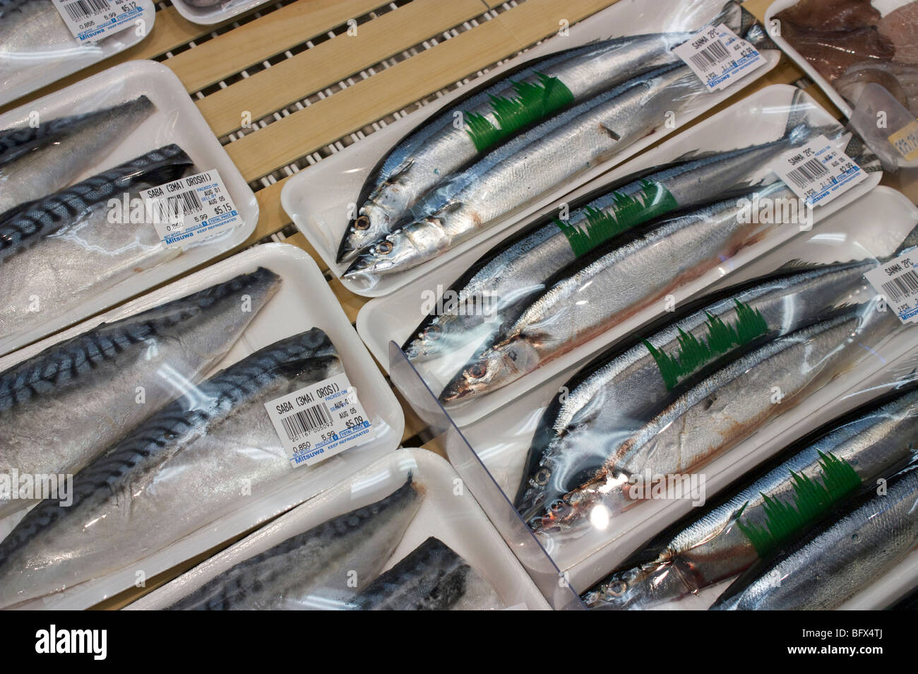 Saba or mackerel and sama fish at Asian market Stock Photo - Alamy