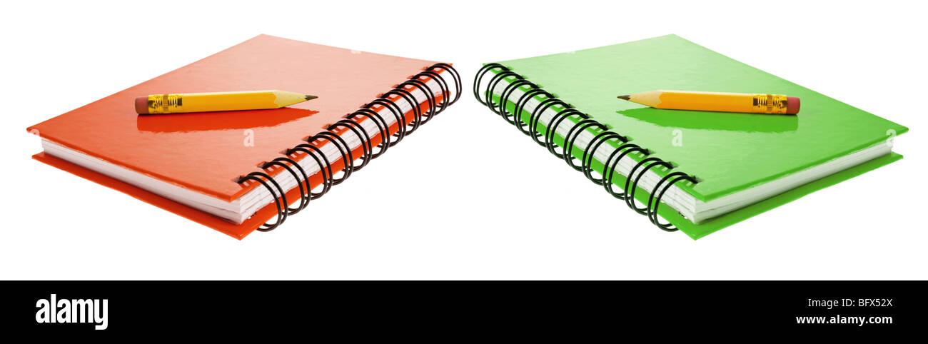 Short Pencils on Note Books Stock Photo - Alamy