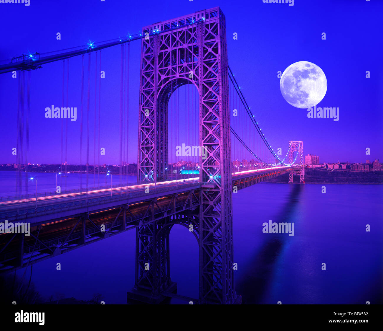 GEORGE WASHINGTON BRIDGE (©CASS GILBERT 1931) HUDSON RIVER MANHATTAN ...