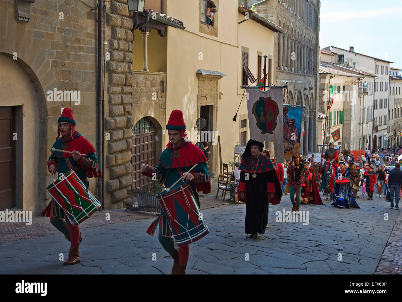 Italy,Tuscany,Arezzo,a medieval costume parade in Corso Italia Stock ...
