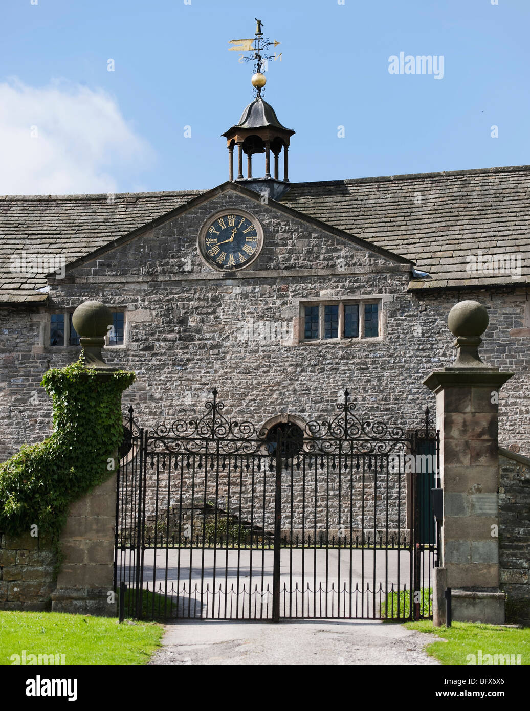 The exterior of a Stately Home. Tissington hall, derbyshire, england ...