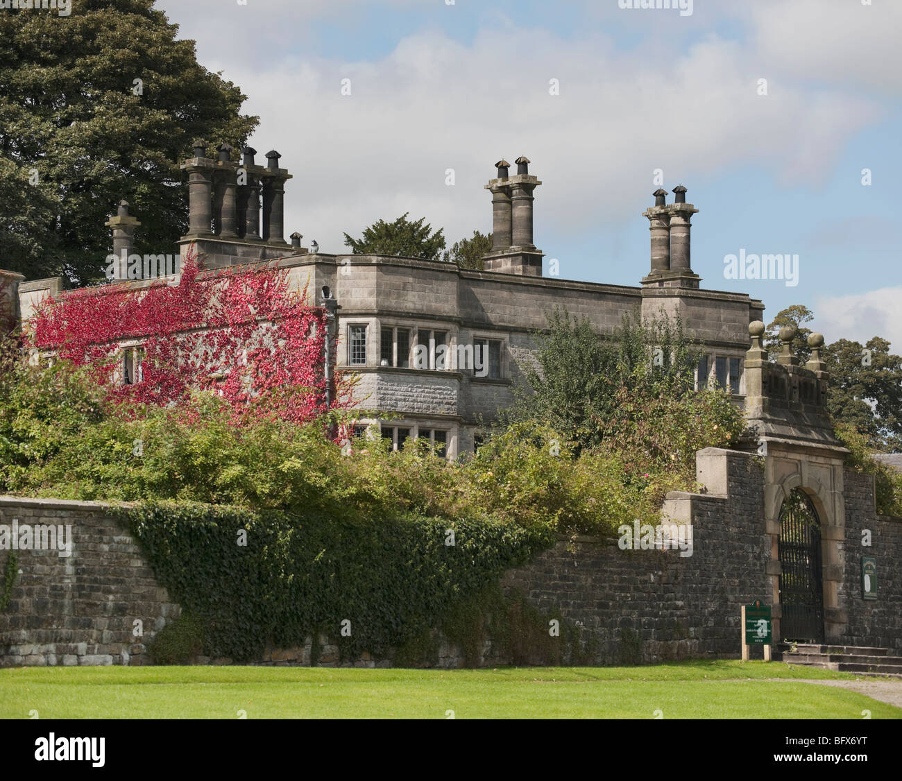 The exterior of a Stately Home. Tissington hall, derbyshire, england ...