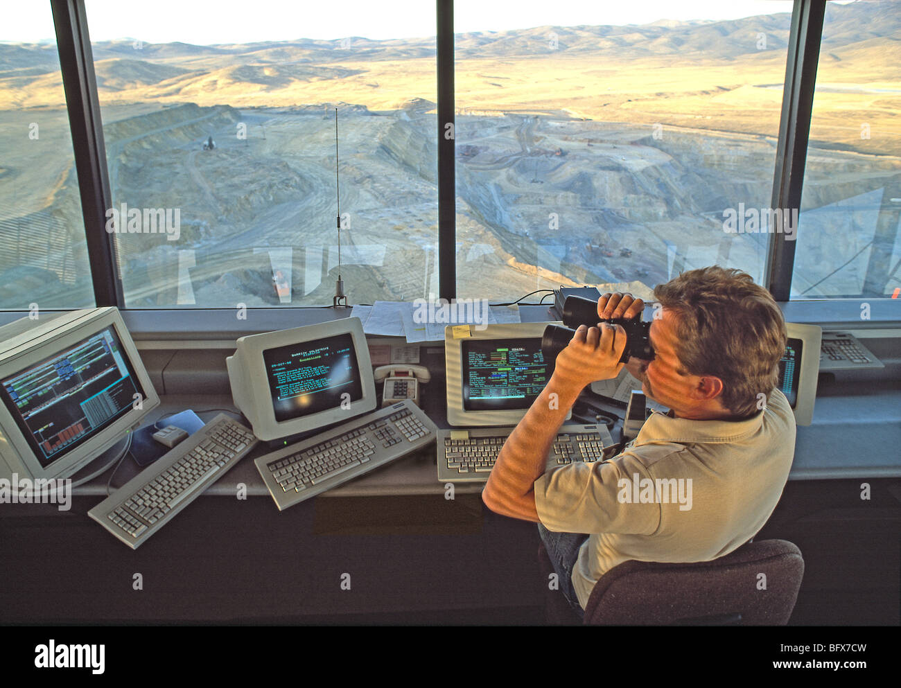 Control/Dispatch tower in open pit mine in Nevada USA Stock Photo - Alamy