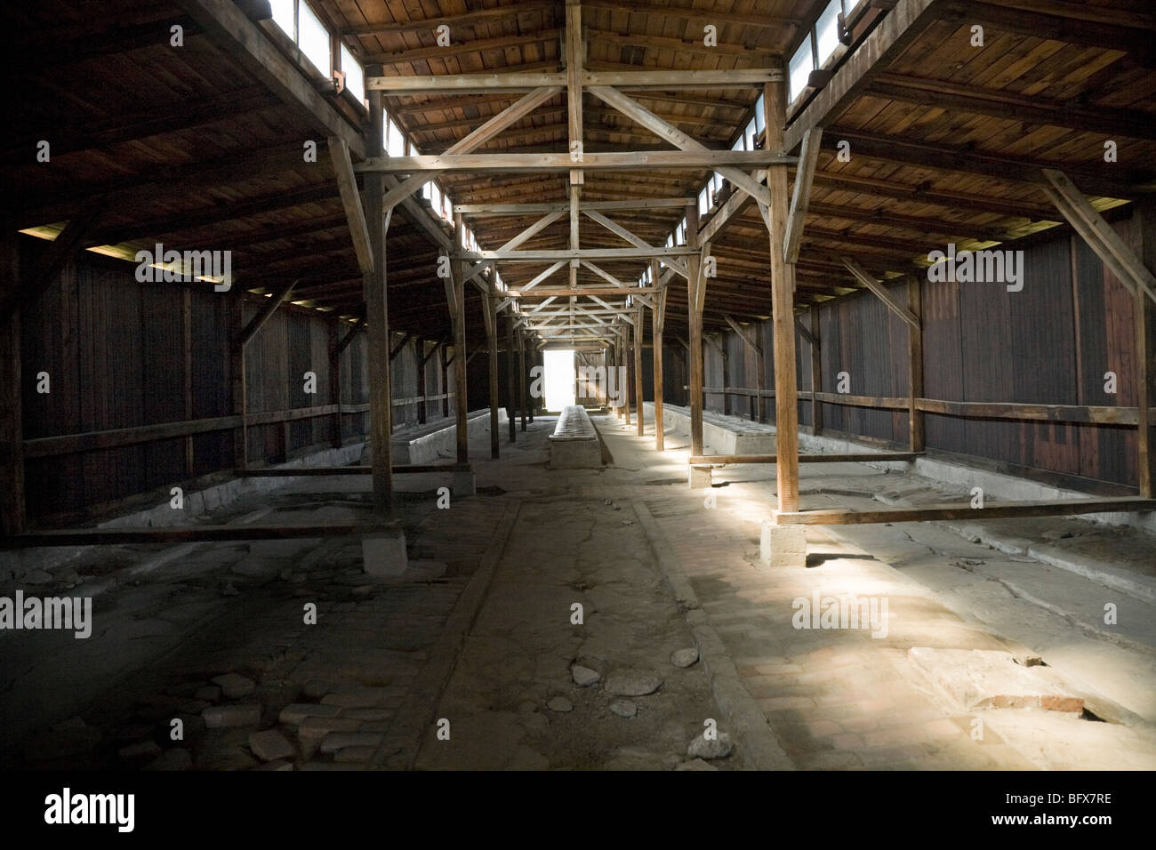 Inside a hut / shed of the Birkenau (Auschwitz II - Birkenau) Nazi ...