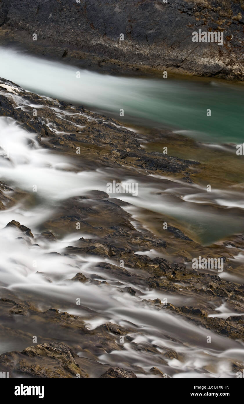 Bow Falls in late winter/early spring, Banff, Alberta, Canada Stock ...