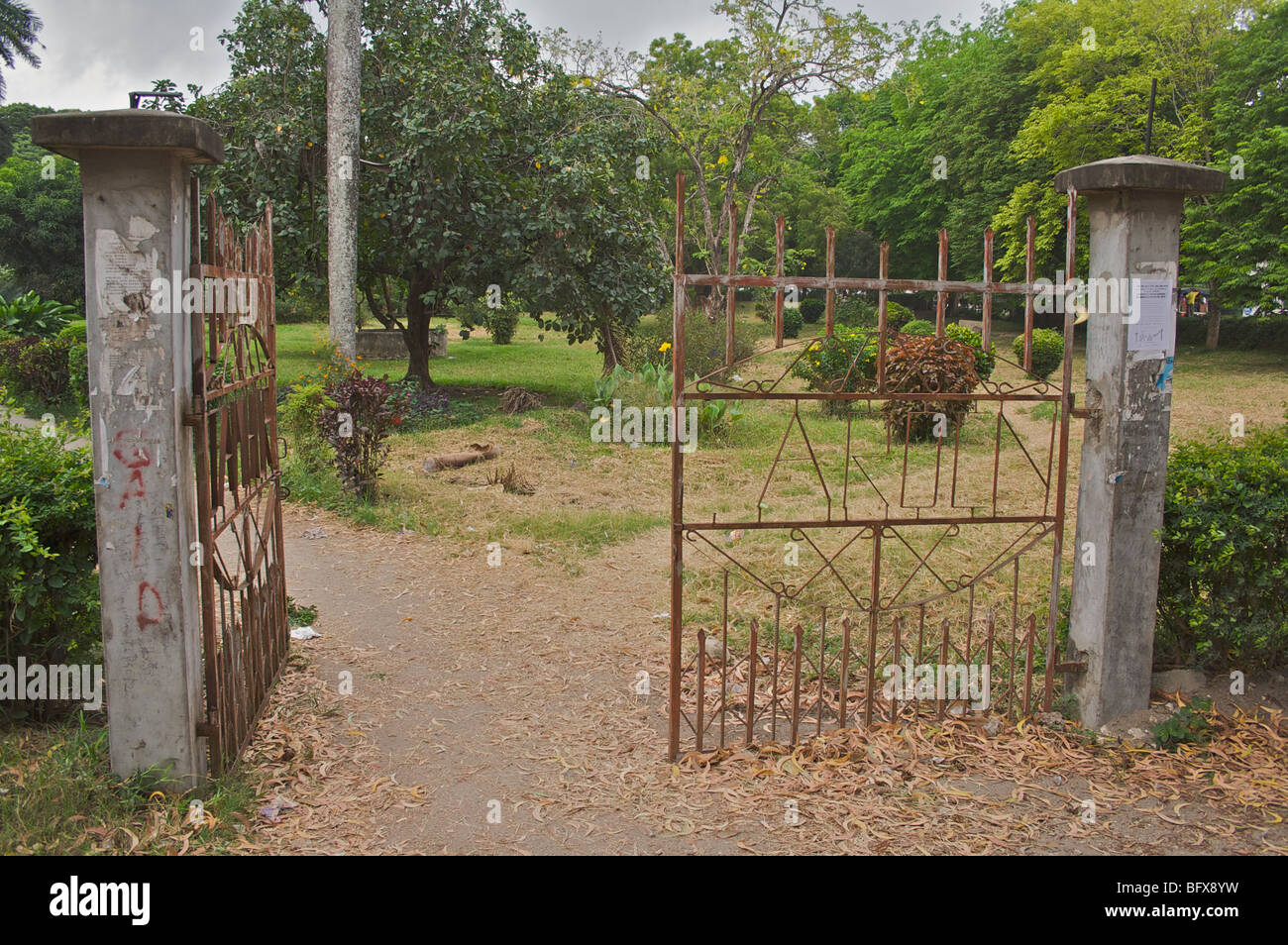 Old open gate to park in Stone Town, Zanzibar Stock Photo - Alamy