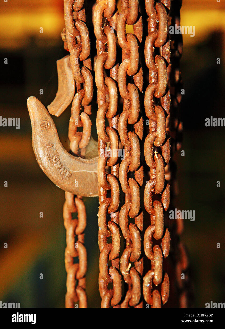 Industrial hook and chains in a factory Stock Photo - Alamy