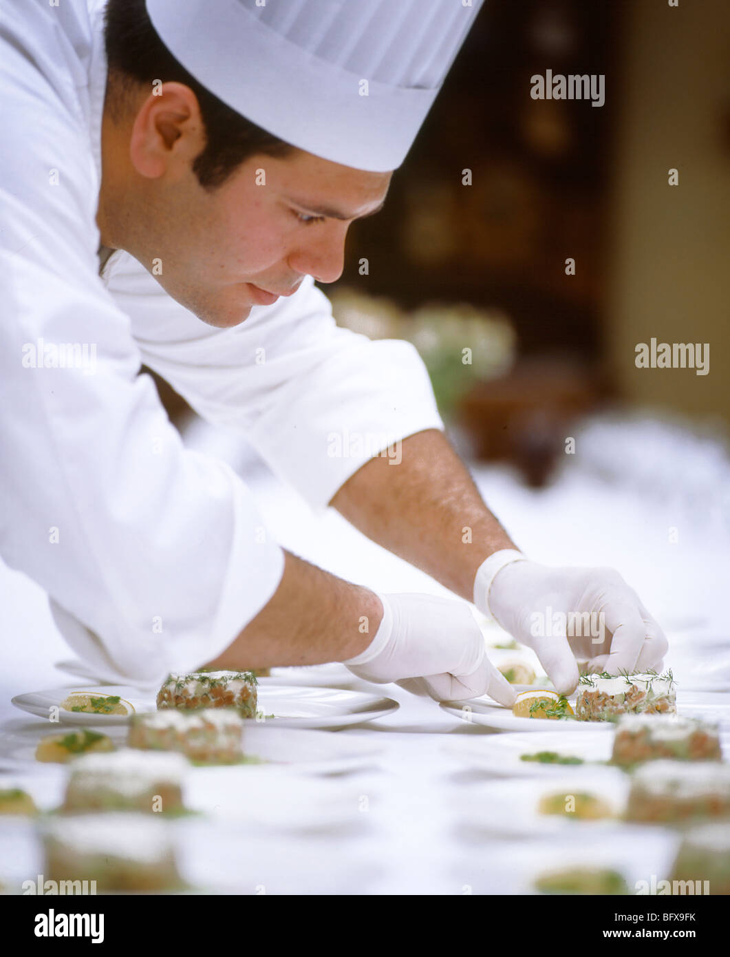 Chef presenting food event catering Chef Whites Stock Photo - Alamy
