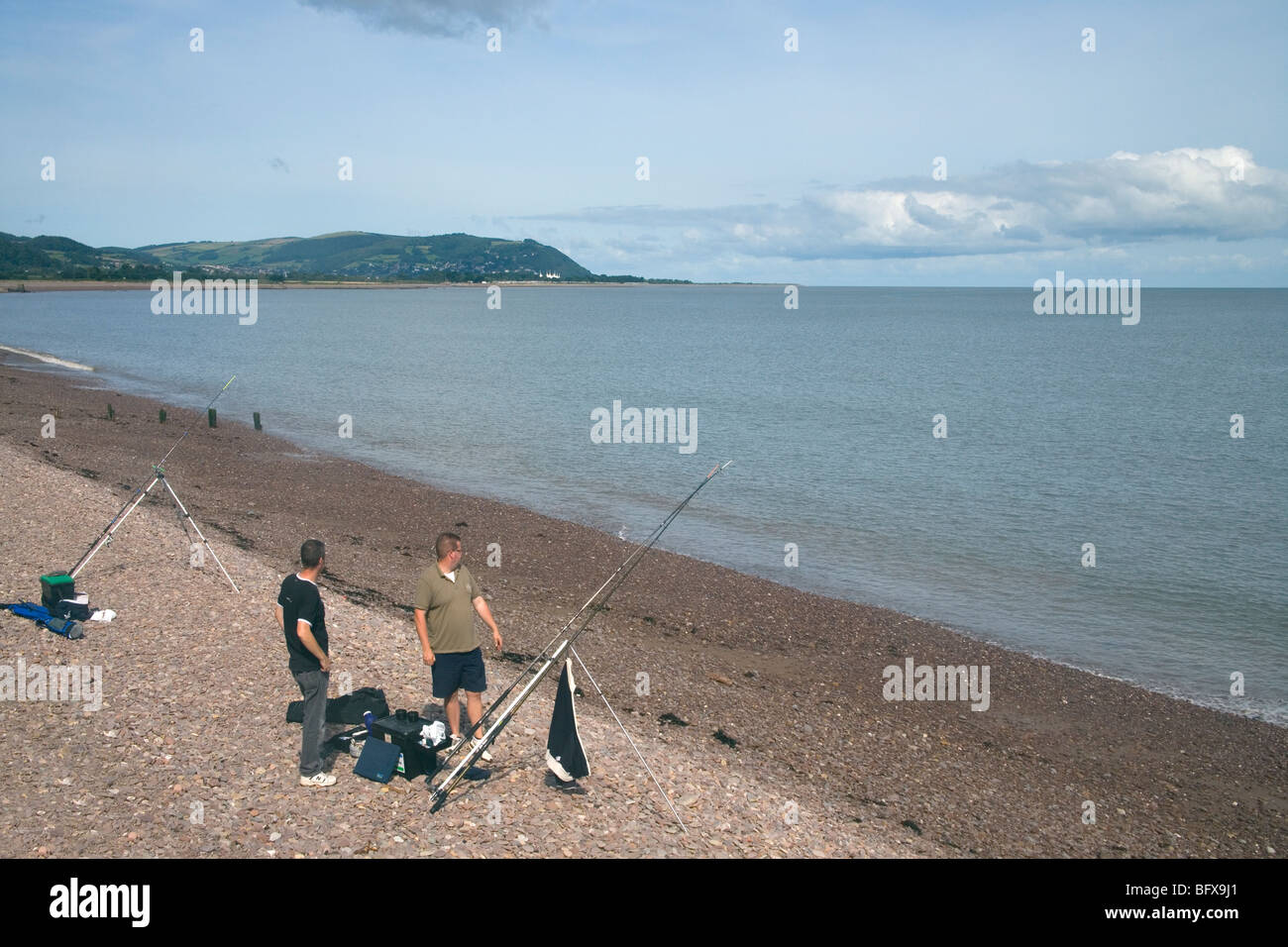 blue anchor bay somerset Stock Photo - Alamy