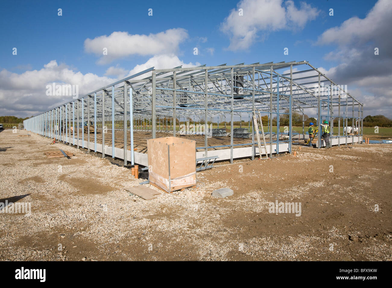 New Poultry Shed Being Constructed Stock Photo - Alamy