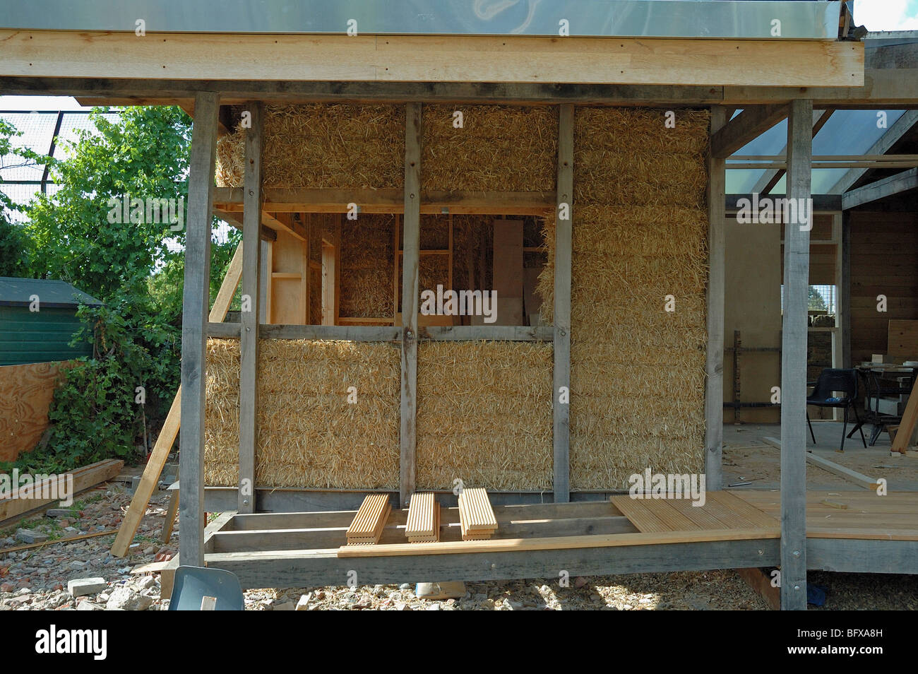 Straw build building under construction now used as a cafe at ...