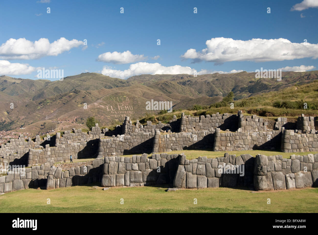 Peru, near Cusco, Sacsayhuaman, fortress ramparts Stock Photo - Alamy