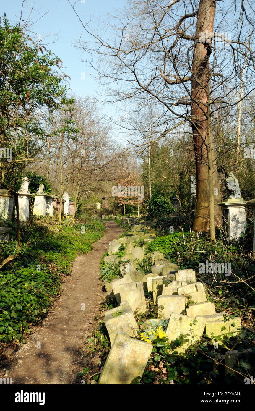 Path through Abney Park Cemetery Stoke Newington London England UK ...