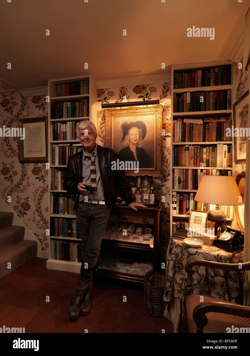 British interior designer "Nicky Haslam" pictured in his Hampshire home ...