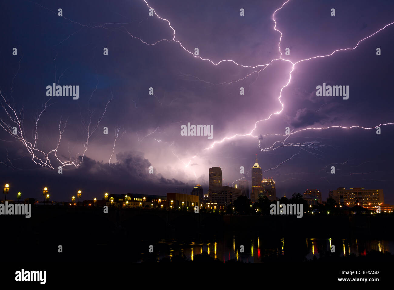 Storm over city Stock Photo - Alamy