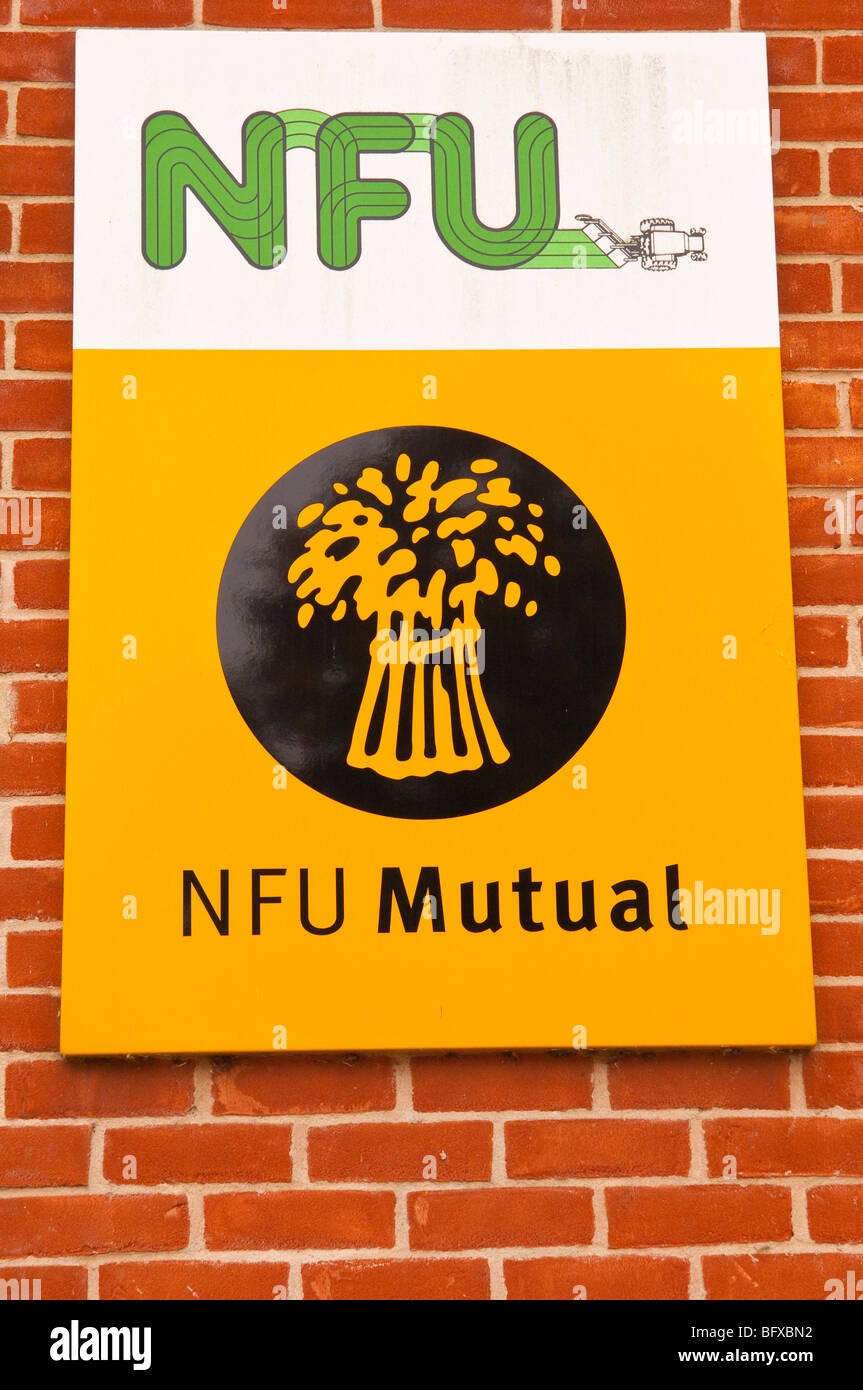 An NFU Mutual sign outside the office in Halesworth,Suffolk,Uk Stock ...