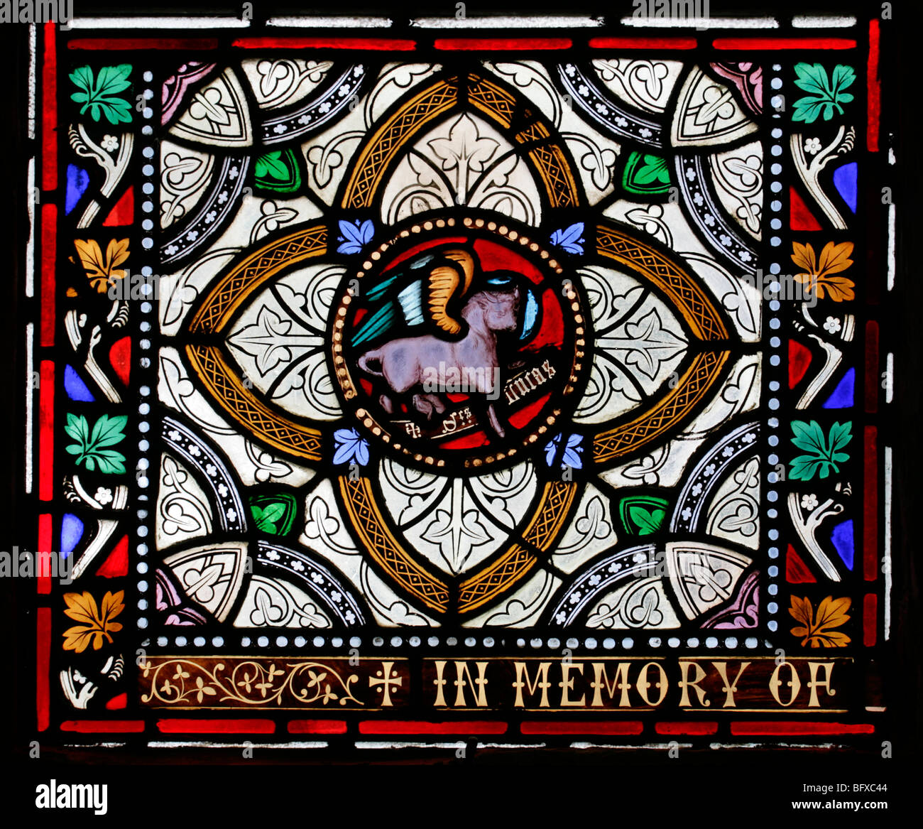 Stained Glass Window Depicting the winged ox of st Luke, St Gregory's ...
