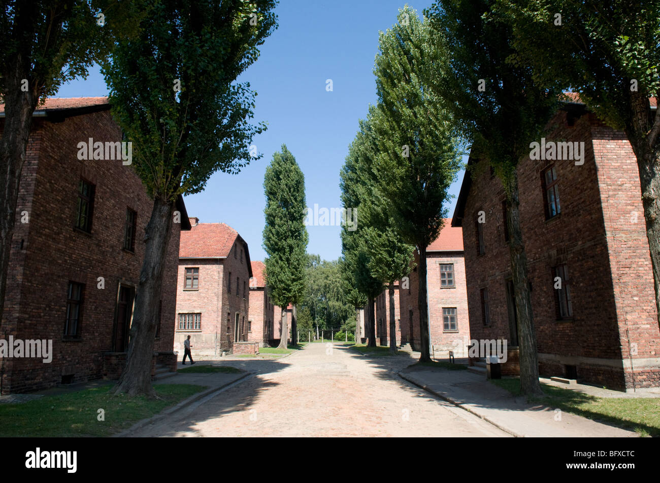 Auschwitz concentration camp buildings, Oswiecim, Poland Stock Photo ...