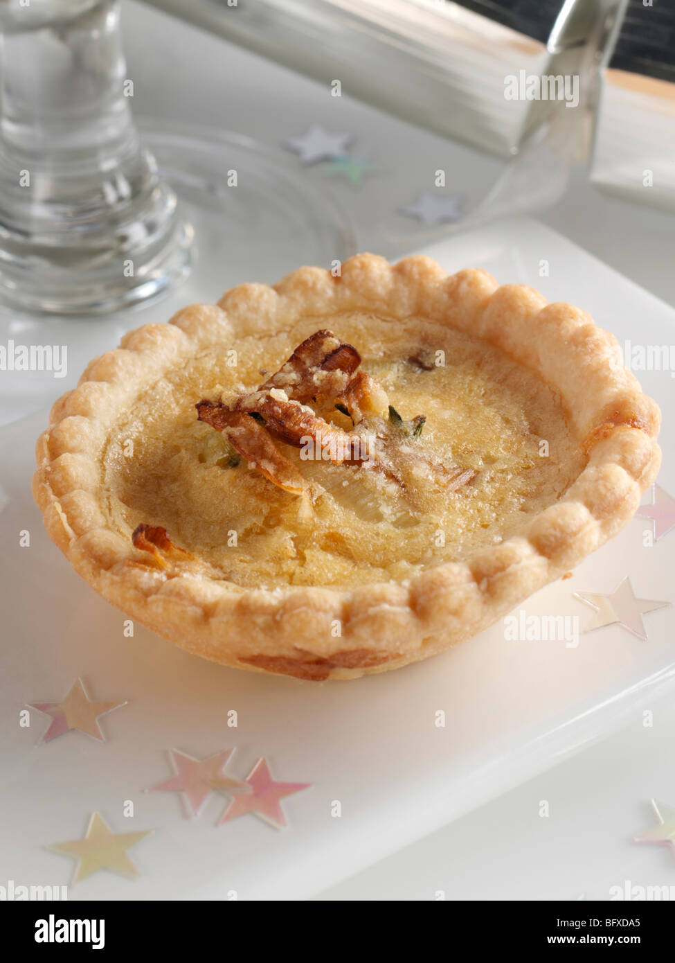 Individual port leek and Stilton quiche canape Stock Photo - Alamy