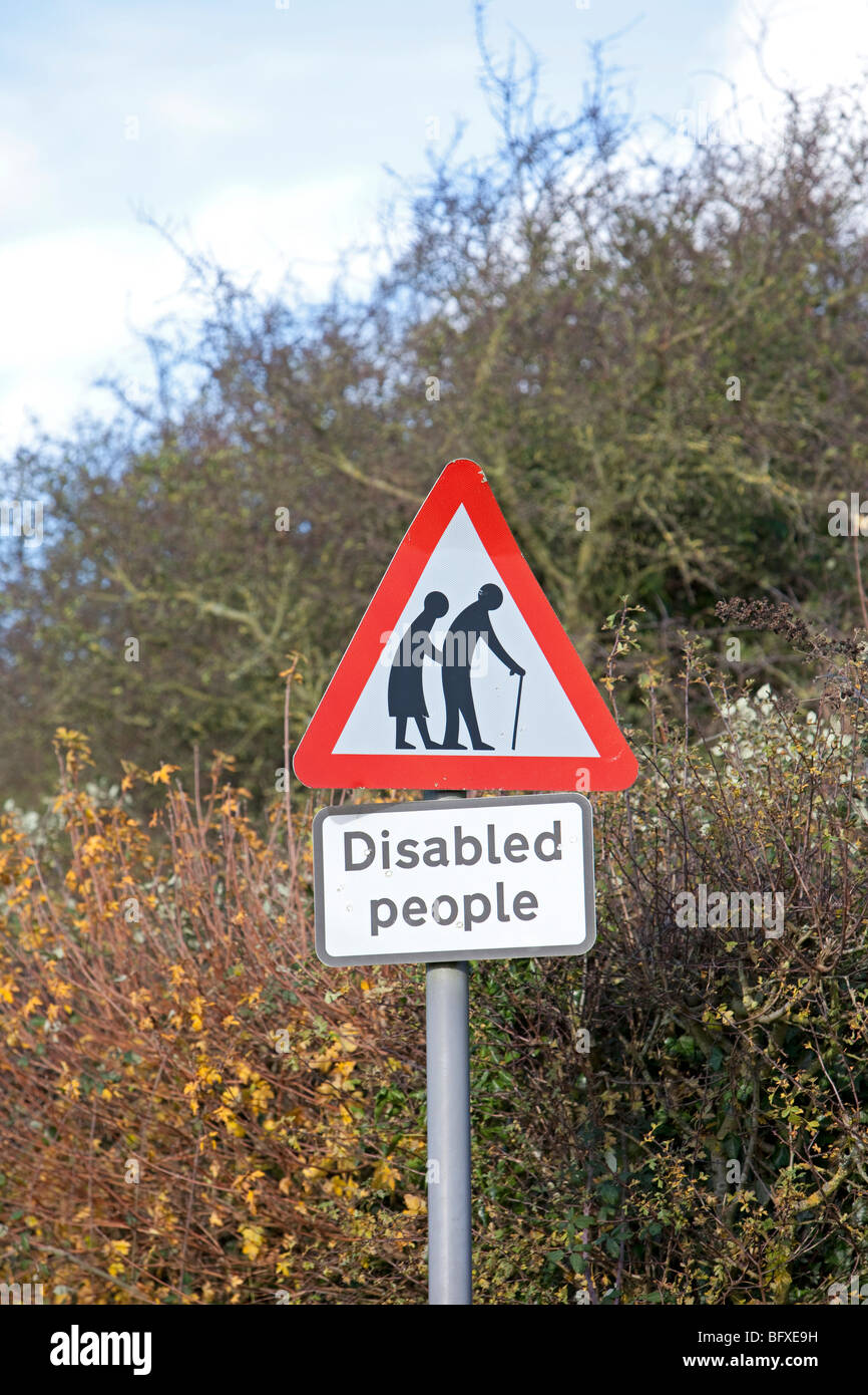 Disabled people road sign Stock Photo - Alamy