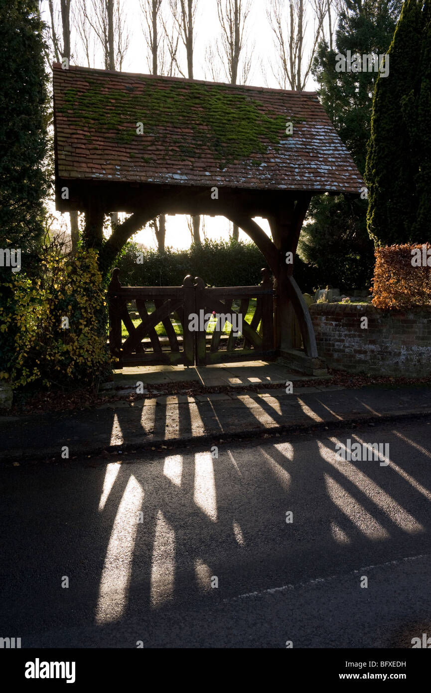 A lych gate entrance to a churchyard in Little Missenden ...