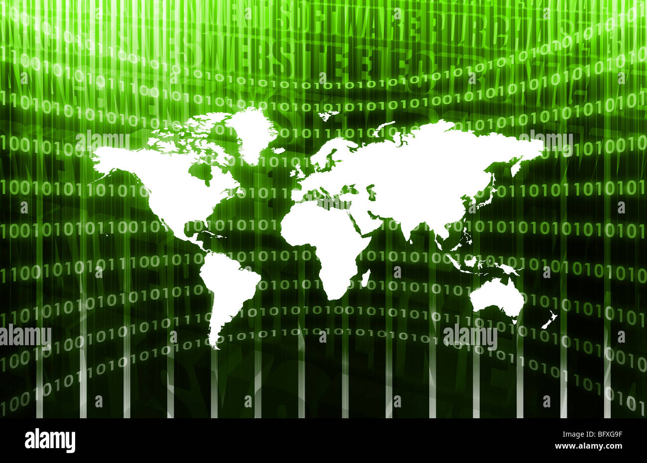 Global Business System on a Green Background Stock Photo - Alamy
