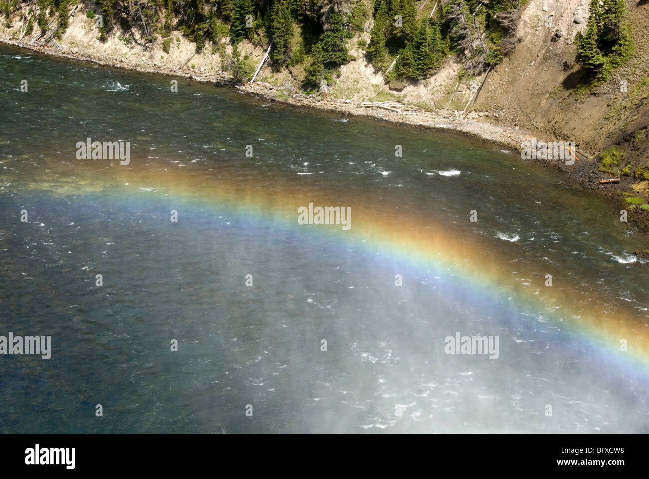 Rainbow over the Lower Yellowstone Falls, Yellowstone River 2 Stock ...