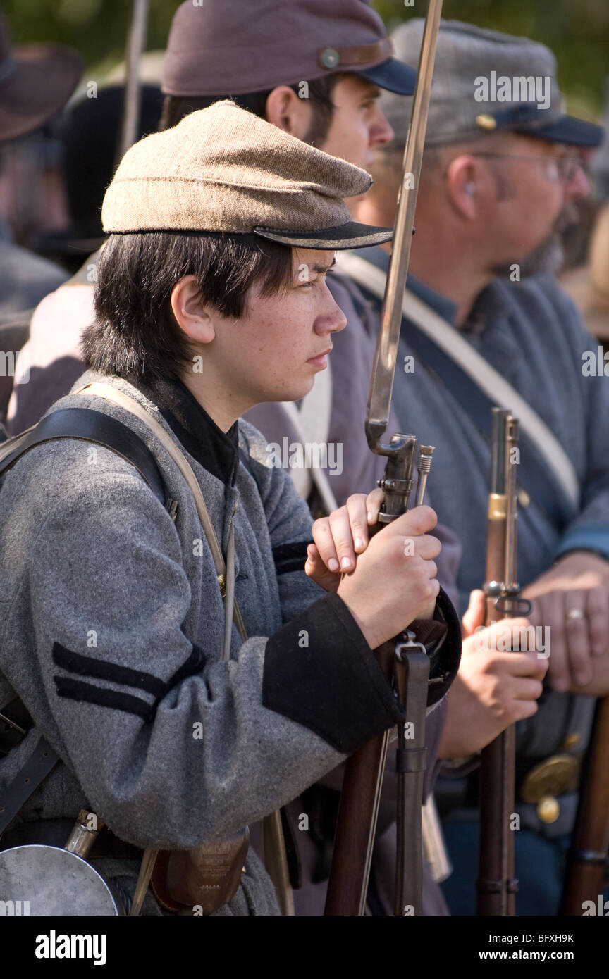 Scenes from a Civil War re-enactment of the Battle of Gettysburg; a ...