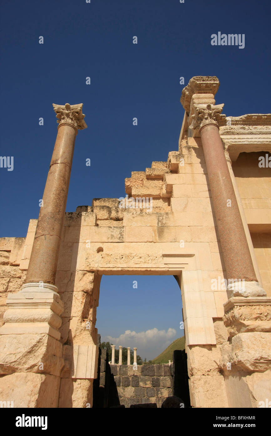 Israel, Beth Shean valley. The Roman theater of Scythopolis Stock Photo ...
