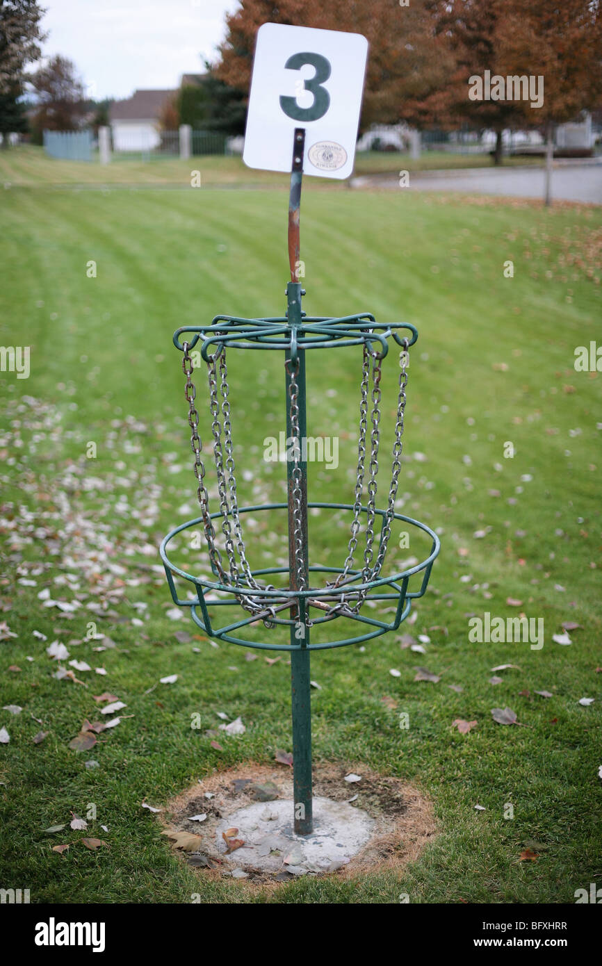 Frisbee golf hole number three Stock Photo - Alamy