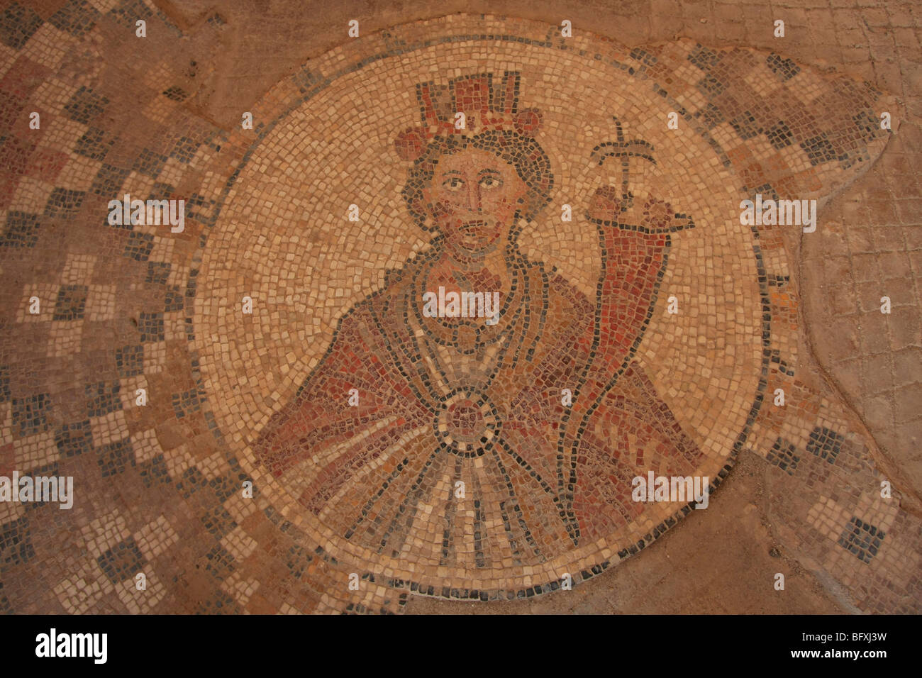 Israel, Beth Shean valley. A mosaic depicting Tyche the guardian ...