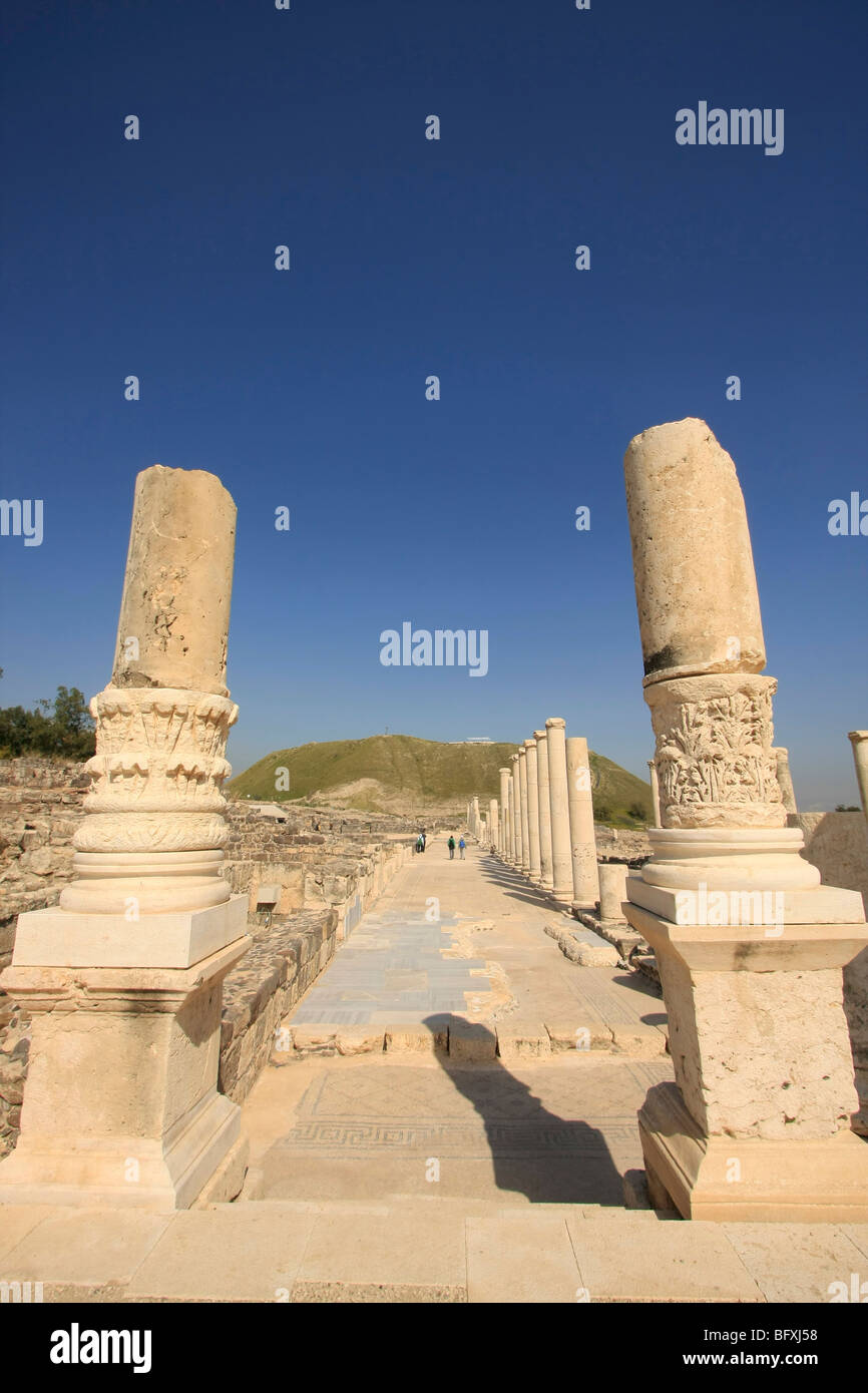 Israel, Beth Shean valley. Ruins of the Roman-Byzantine city ...