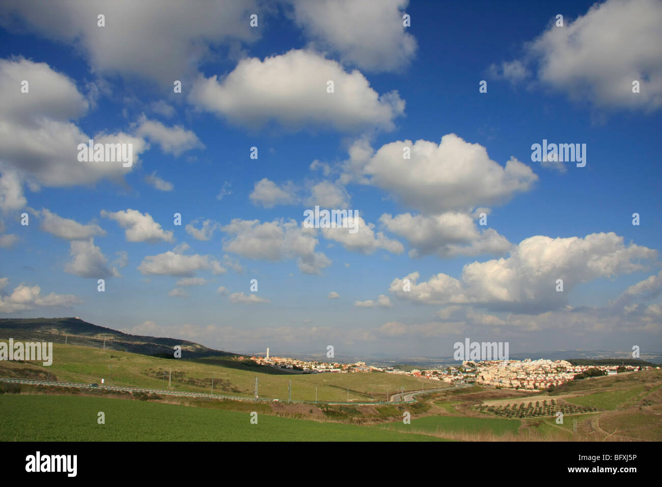 Israel, Menashe' Heights. A view of Yokneam from road 672 Stock Photo ...
