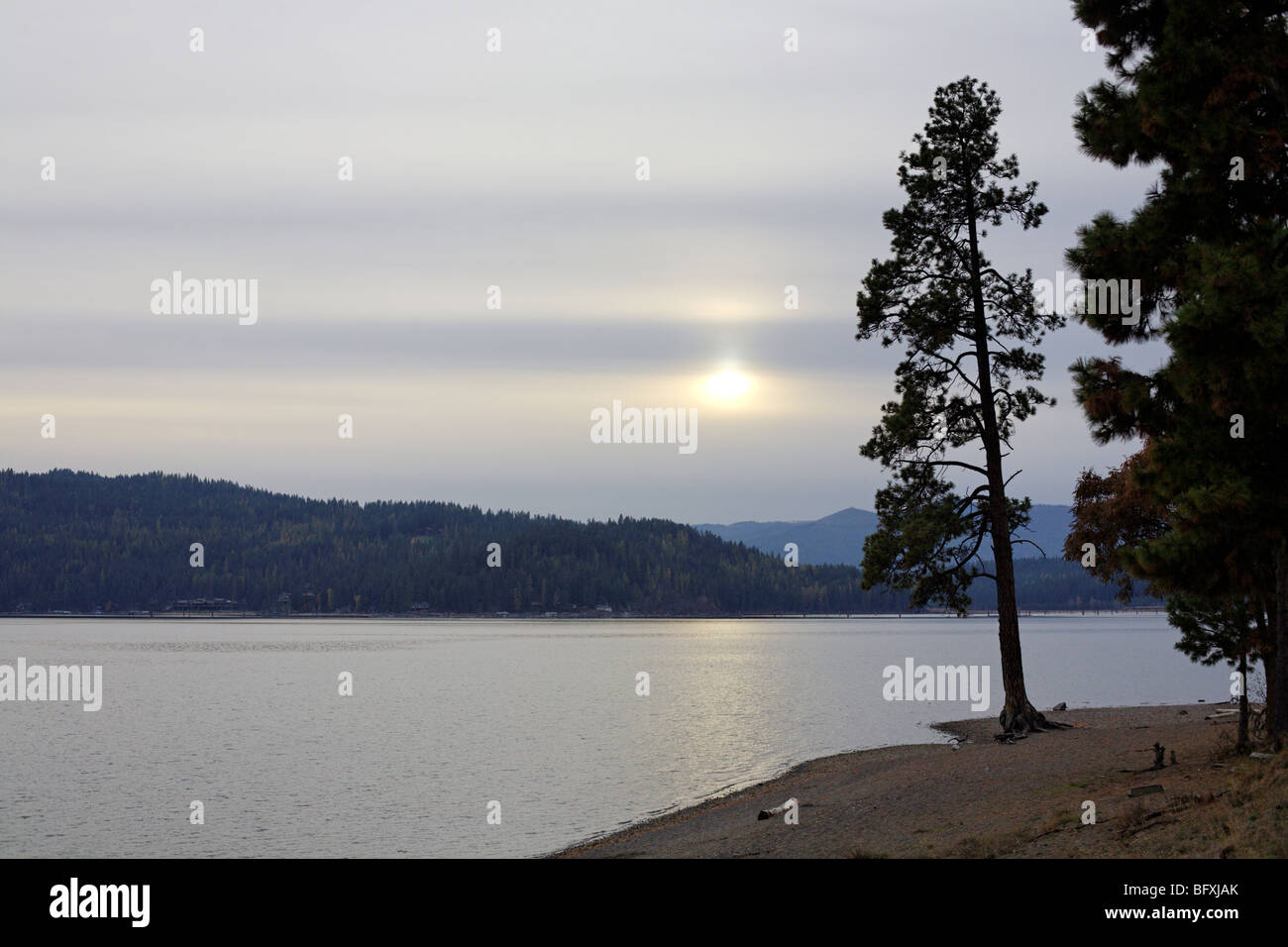 Autumn scene of Lake Coeur D Alene, Idaho Stock Photo - Alamy
