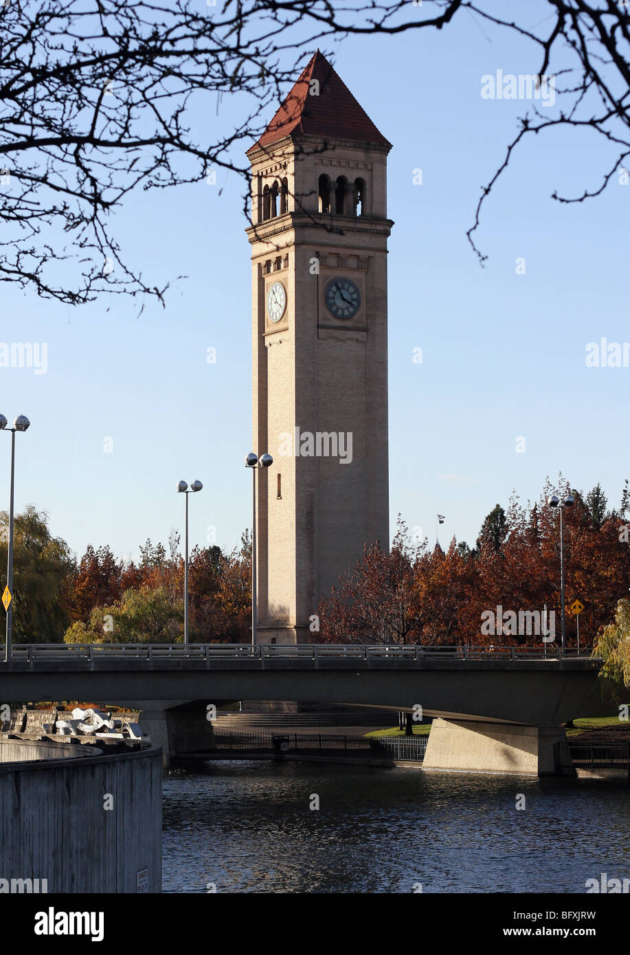 Spokane Riverfront Park Clock Tower, Spokane, Washington Stock Photo ...