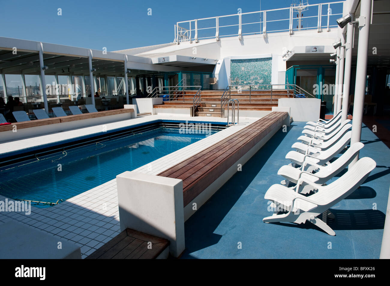 Swimming pool at the cruise ship in the sun Stock Photo - Alamy