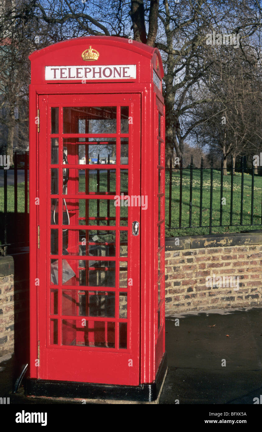 red telephone cabin outside Hyde Park - London - United Kingdom Stock ...