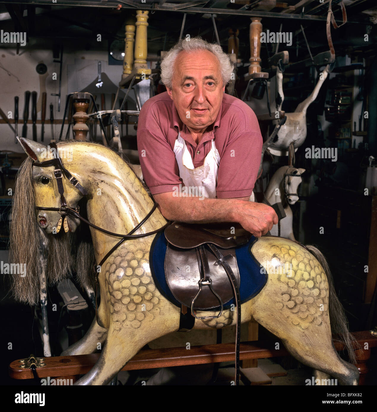 Robert Mullis - rocking horse maker and restorer in his workshop in ...