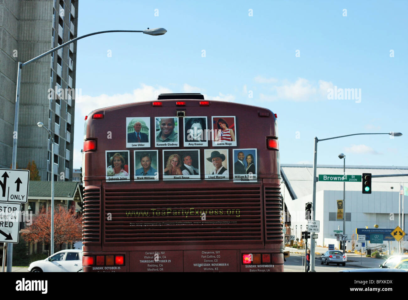 Tea Party Express Bus pulling up to Riverfront Park, Spokane ...