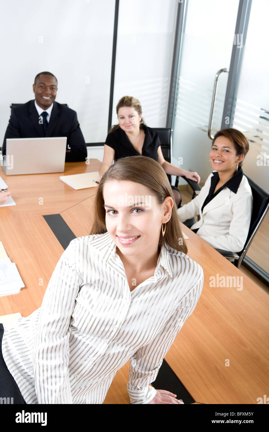 Co-workers in business meeting Stock Photo - Alamy