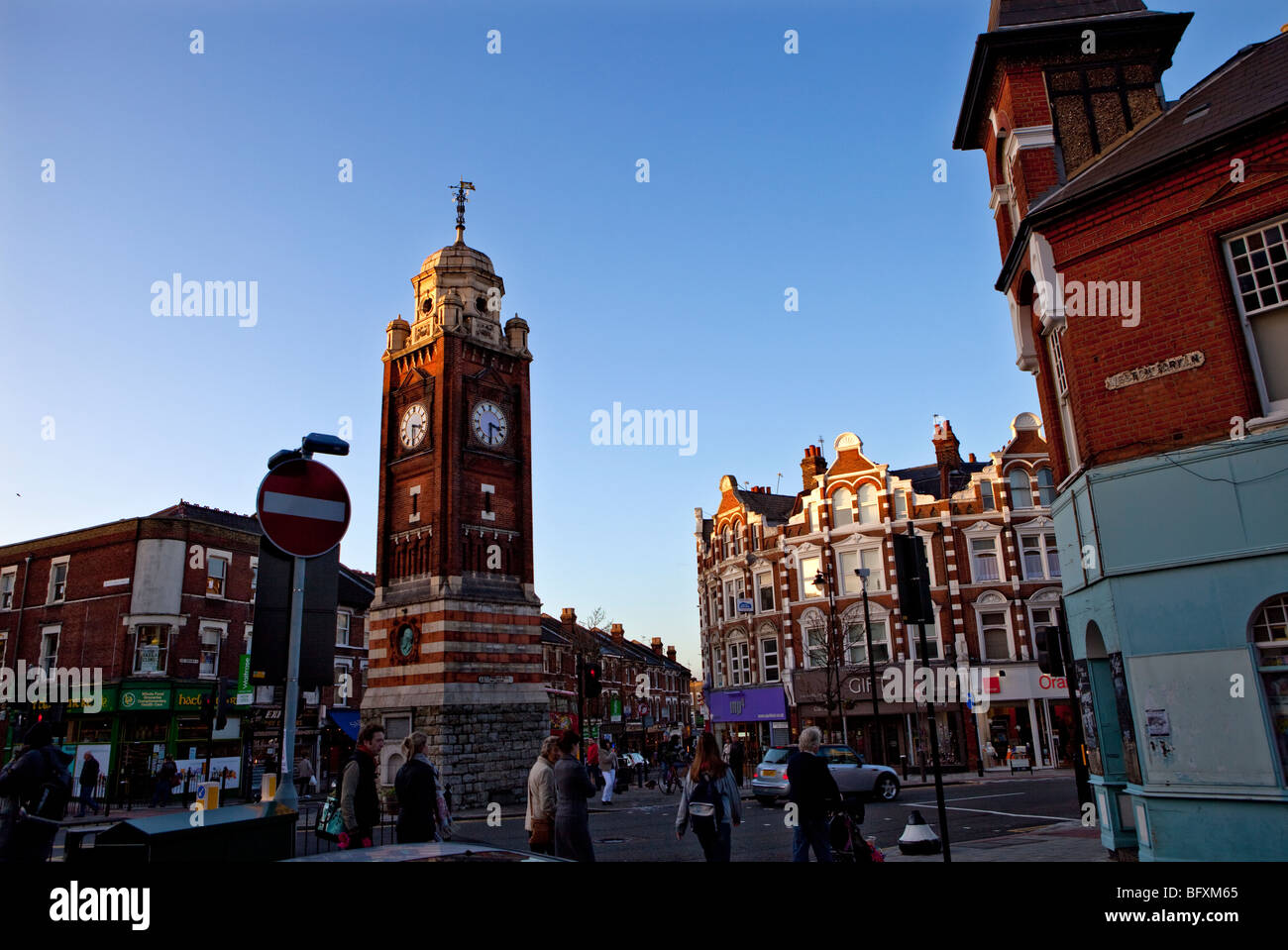 Crouch End Clock Tower, Crouch End Broadway, London Stock Photo - Alamy