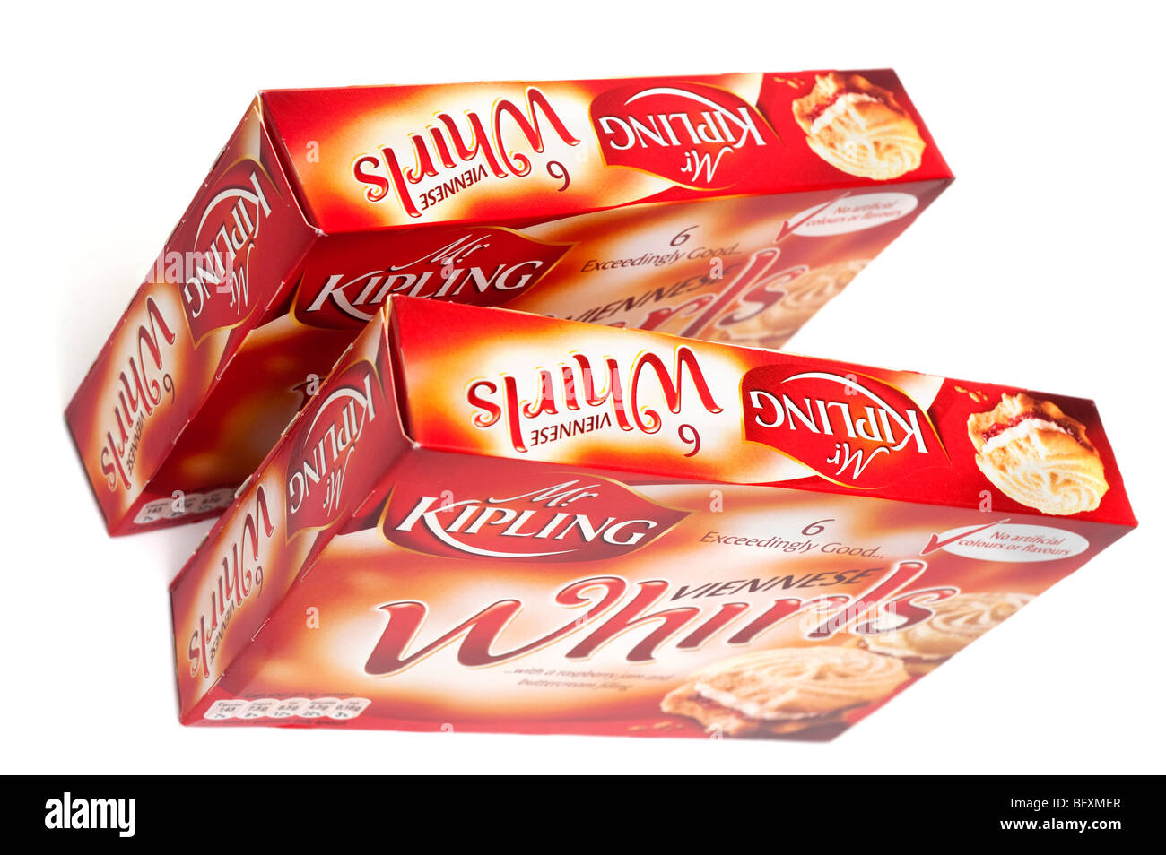 Two boxes of "Mr Kipling" 6 "Viennese Whirls Stock Photo - Alamy