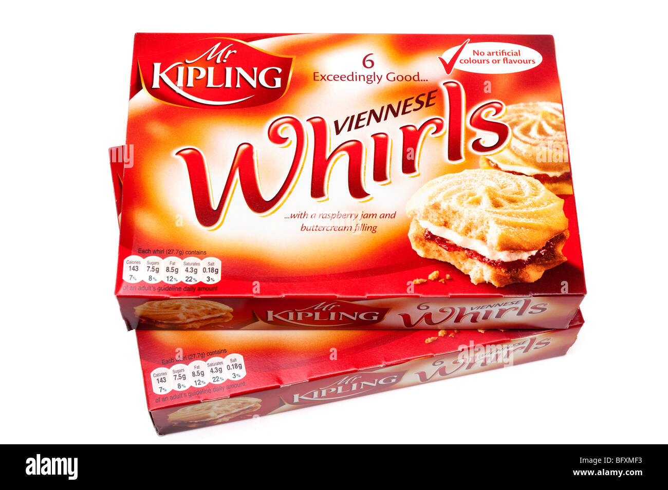 Two boxes of "Mr Kipling" 6 "Viennese Whirls Stock Photo - Alamy