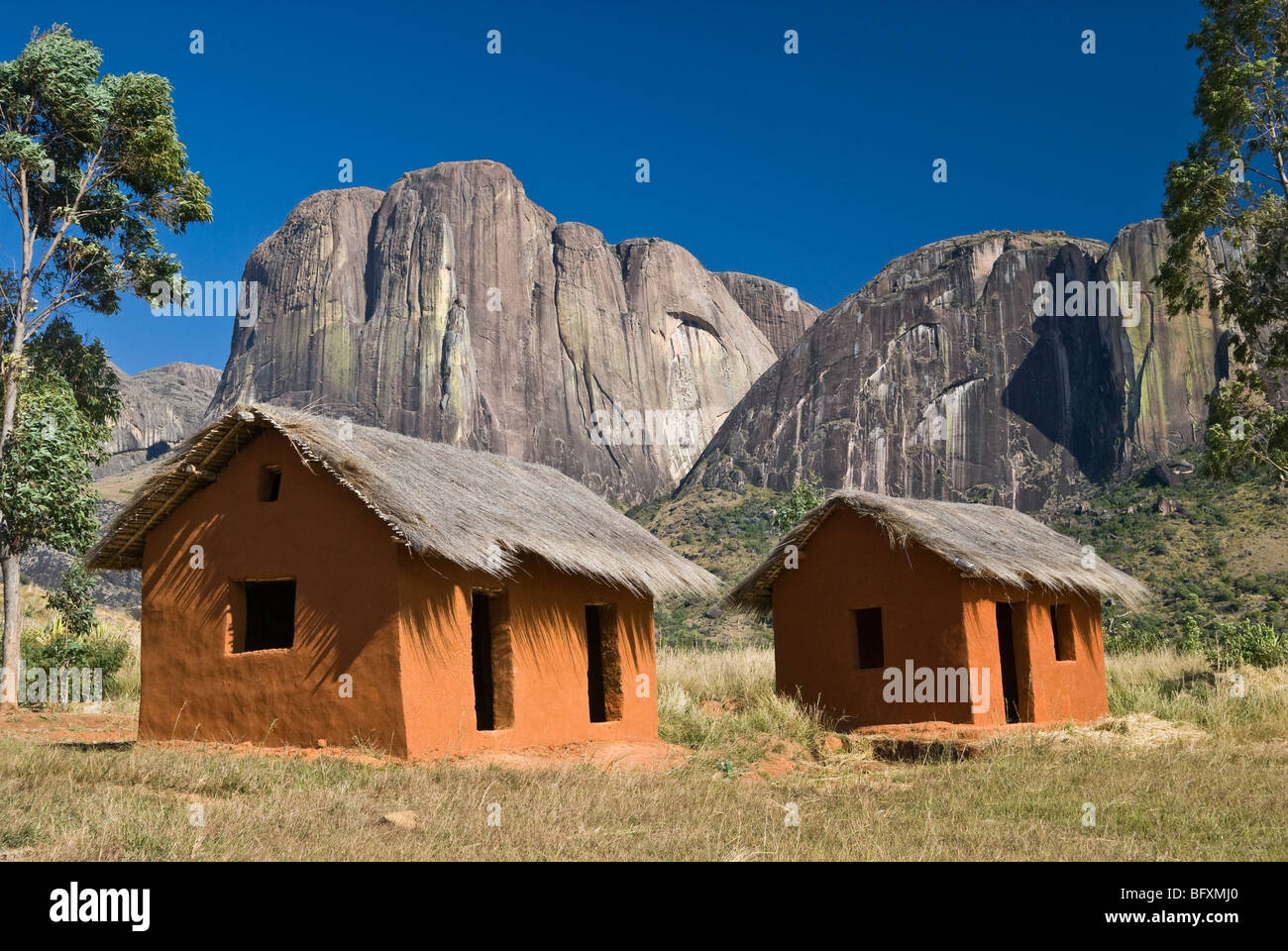 Mud houses in the Andringitra National Park, Central Highlands ...