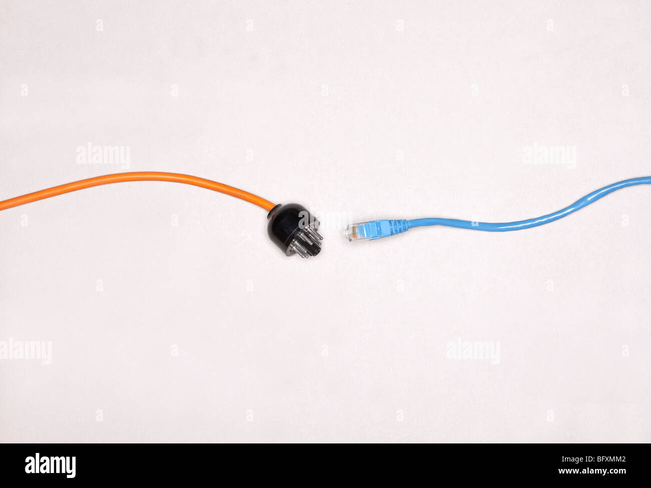 Two different types of cables meeting Stock Photo - Alamy